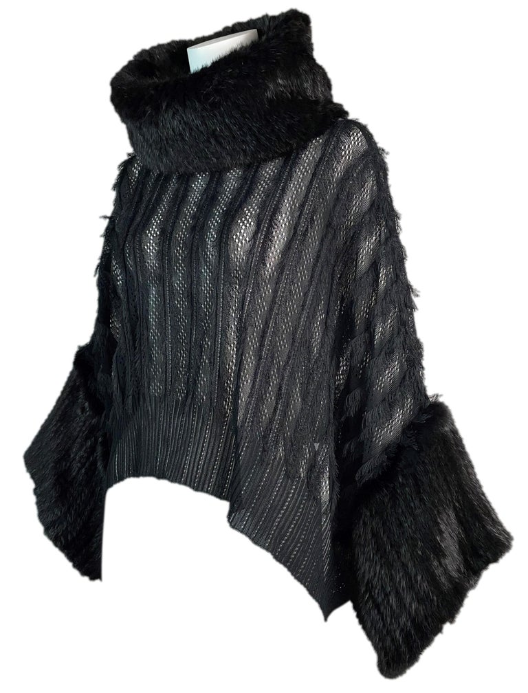 F/W 1999 Christian Dior John Galliano Sheer Black Knit Mink Sweater Top ...