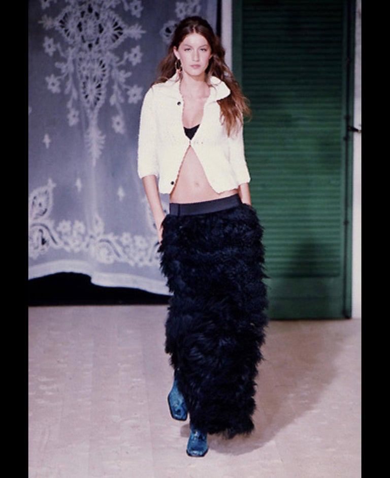 F/W 1999 Dolce and Gabbana Runway Mongolian Lamb Tiered Fur Sheer Black ...