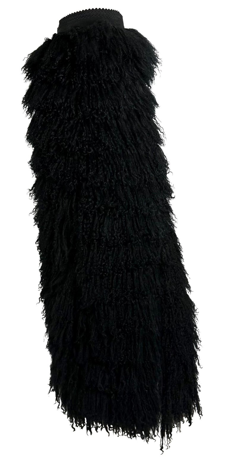 F/W 1999 Dolce and Gabbana Runway Mongolian Lamb Tiered Fur Sheer Black ...