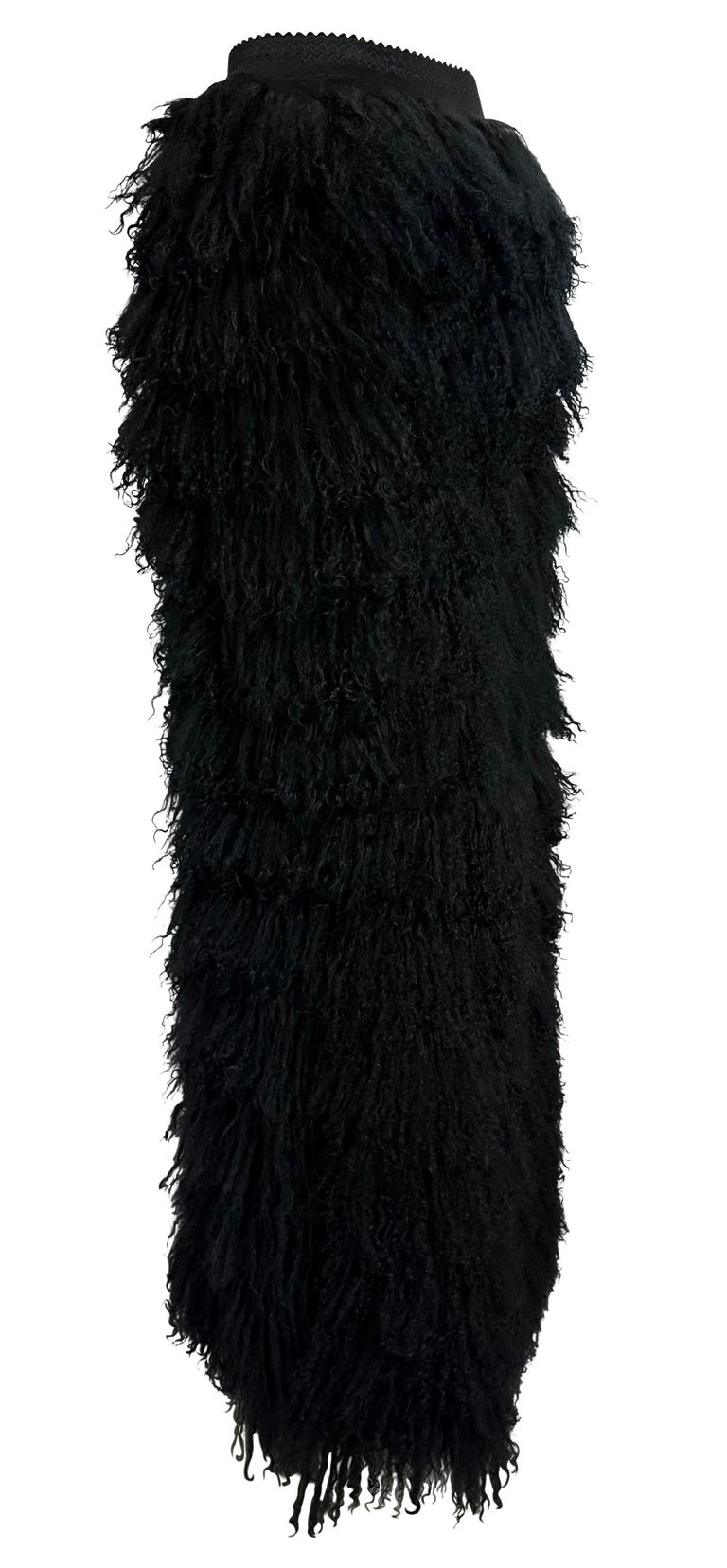 F/W 1999 Dolce and Gabbana Runway Mongolian Lamb Tiered Fur Sheer Black ...