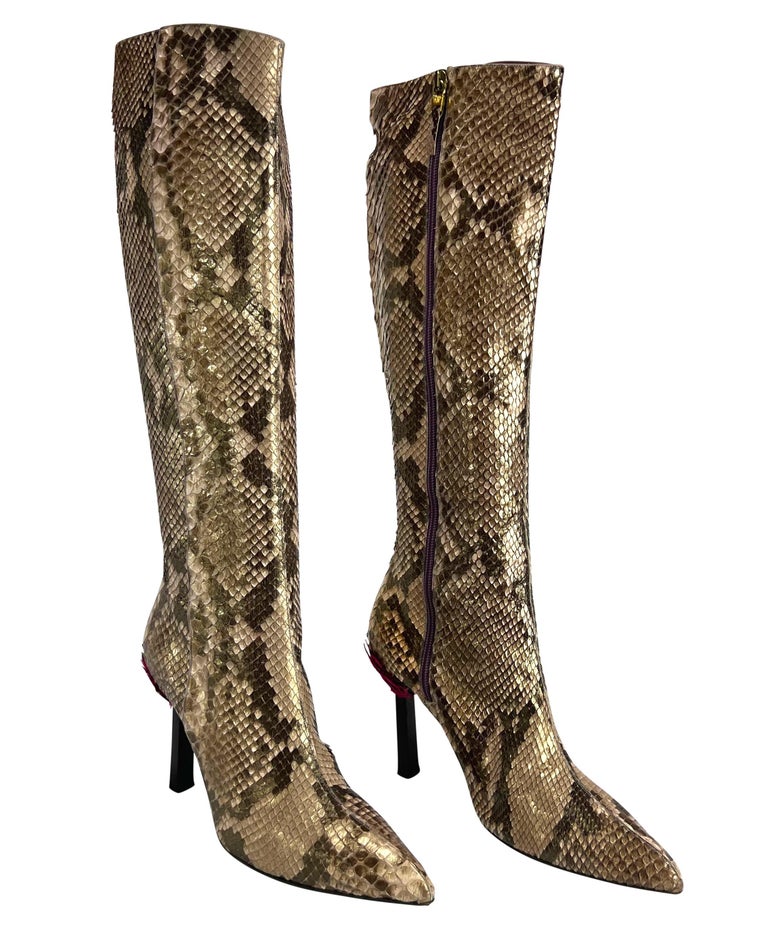 F/W 1999 Gianni Versace by Donatella Python Feather Heel Boots Size 40 ...