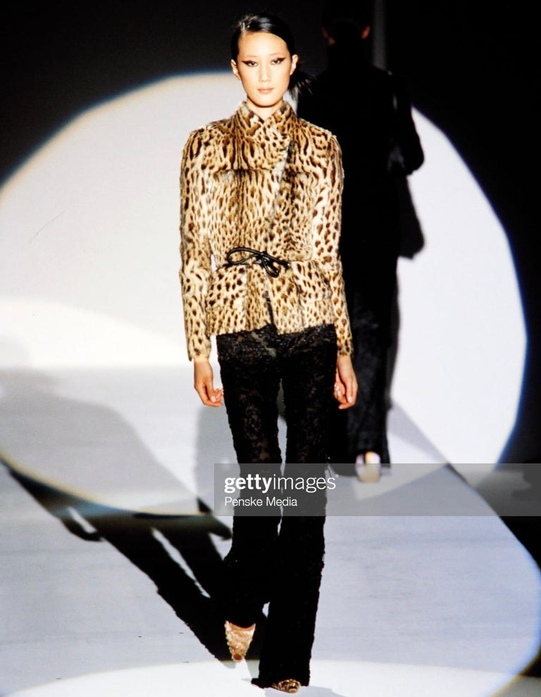 F/W 1999 Gucci by Tom Ford Runway Ad Natural Fur Leather Belted Jacket ...