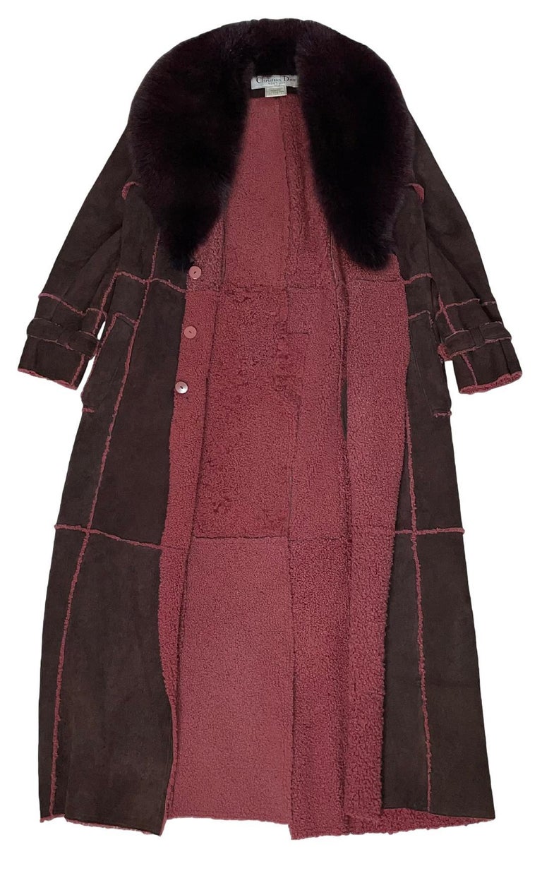 F/W 2000 Christian Dior by John Galliano Burgundy Fox Fur Gold Logo ...