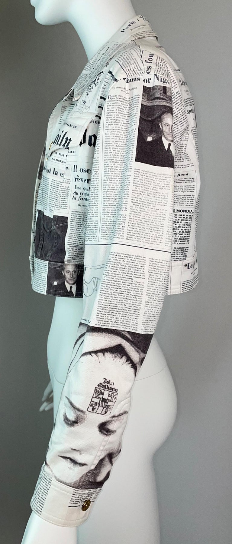 F/W 2000 Christian Dior by John Galliano Newsprint Cropped Jacket For ...