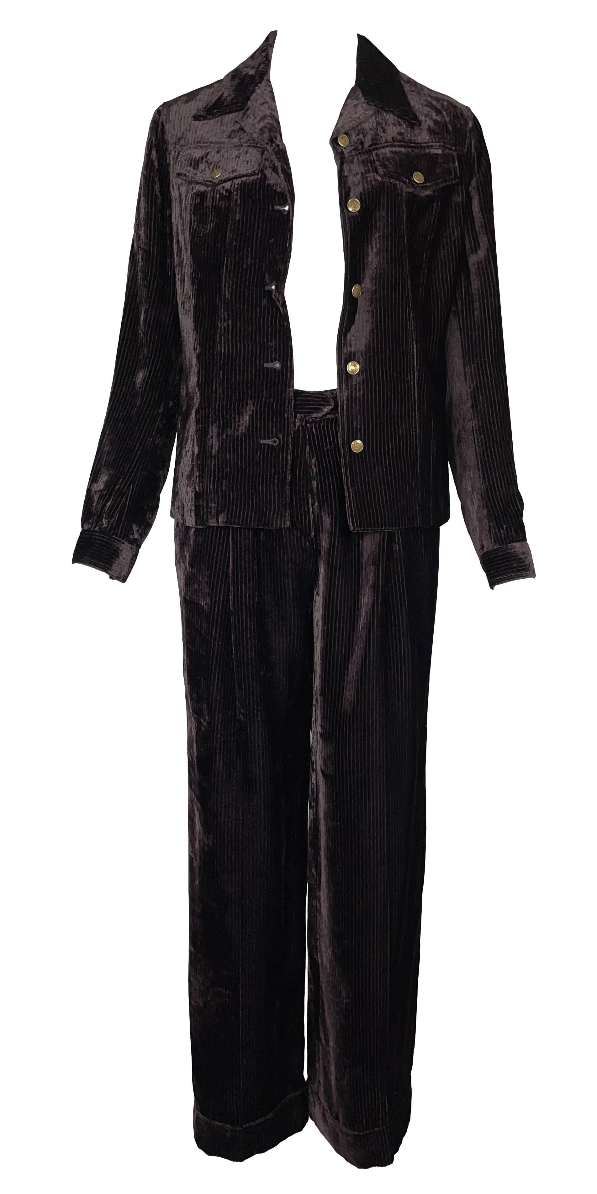 F/W 2000 Christian Dior by John Galliano Velvet Wide Leg Jacket Pant ...