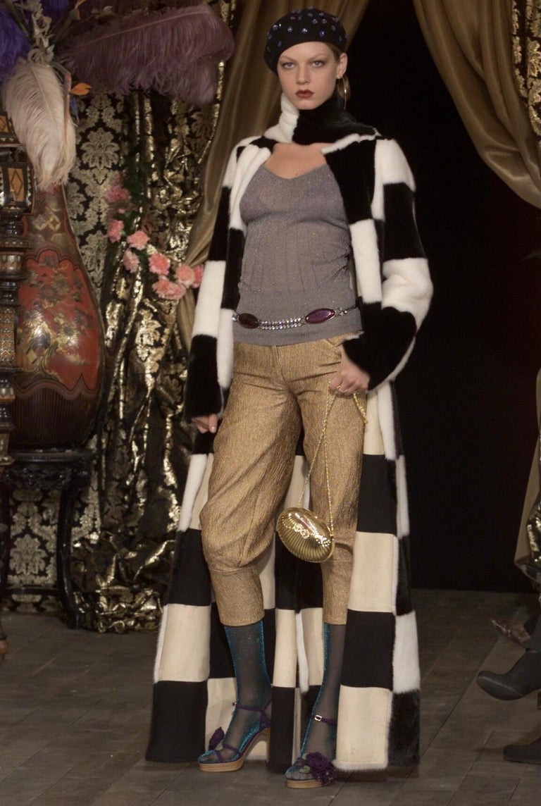 F/W 2000 Dolce and Gabbana Runway Ad Purple Rhinestone Black Beret Hat ...