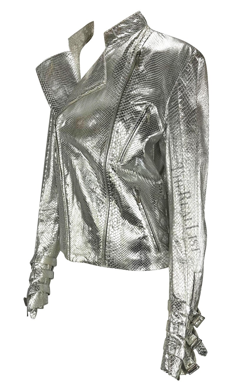 F/W 2000 Gianni Versace by Donatella Runway Silver Python Men's Moto ...
