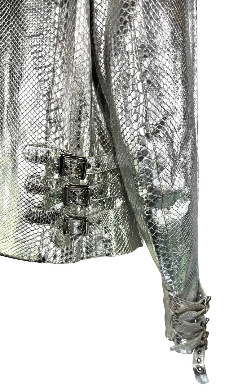 F/W 2000 Gianni Versace by Donatella Runway Silver Python Men's Moto ...