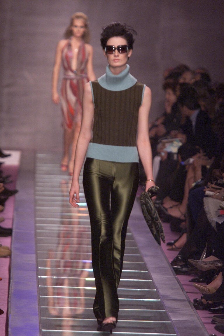F/W 2000 Gianni Versace by Donatella Versace Psychedelic Green Velvet ...