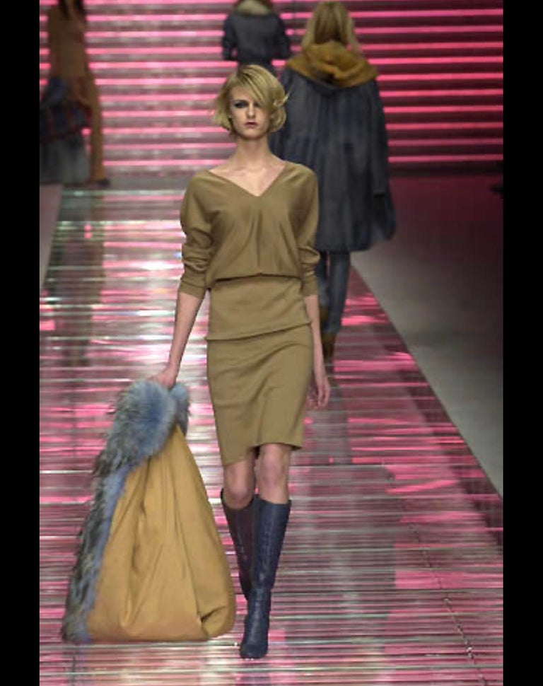 F/W 2001 Gianni Versace by Donatella Runway Ad Light Blue Mixed Fur ...