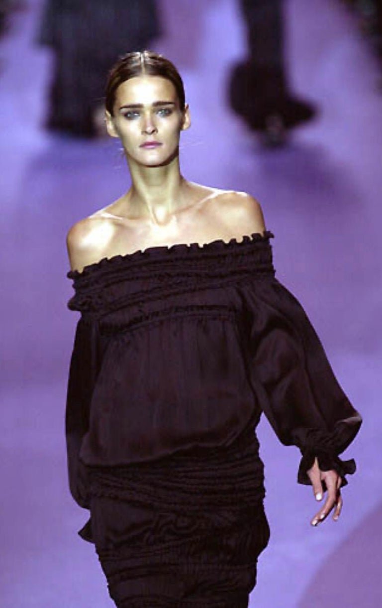 F/W 2001 Yves Saint Laurent by Tom Ford Runway Ruched Cotton Stretch ...