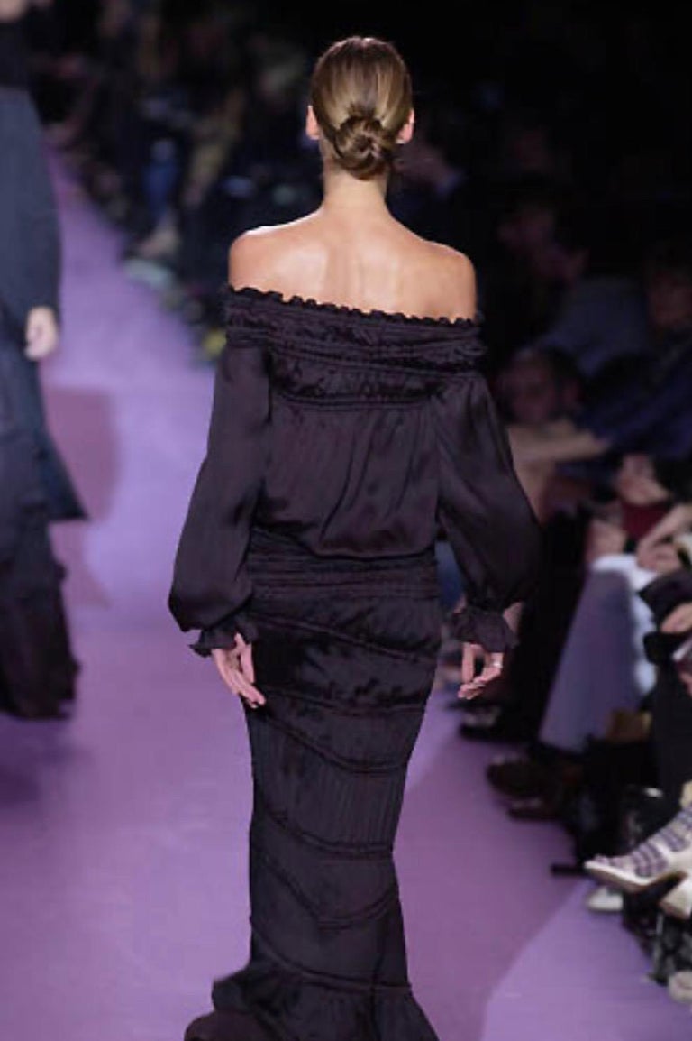 F/W 2001 Yves Saint Laurent by Tom Ford Runway Ruched Cotton Stretch ...