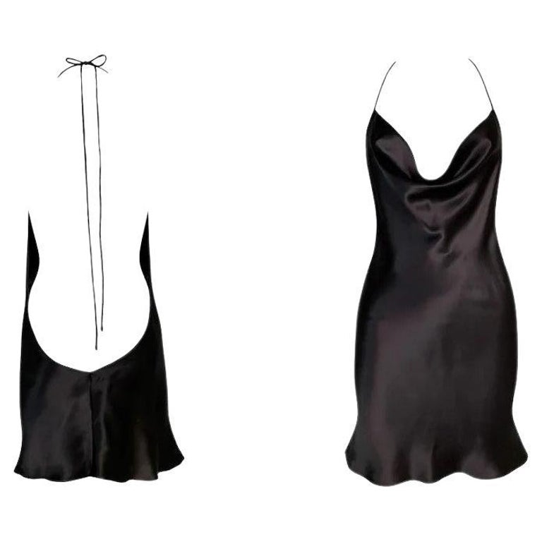 F/W 2002 Dolce and Gabbana Runway Brown Silk Halter Micro Mini Dress ...