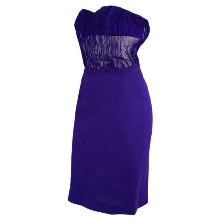 F/W 2002 Gianni Versace by Donatella Runway Sheer Purple Strapless ...