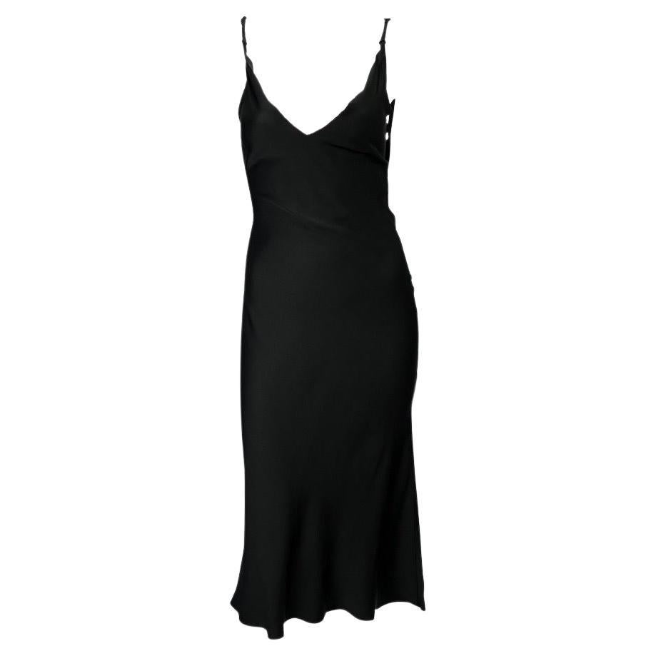 F W 2002 Gucci By Tom Ford Backless Black Silk Satin Lace Up Dress For