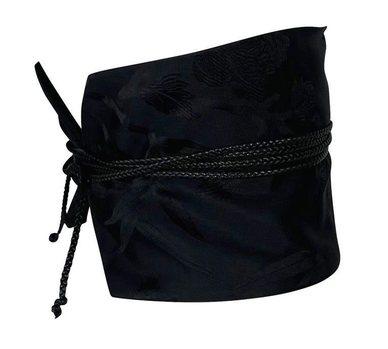 F/W 2002 Gucci by Tom Ford Runway Ad Obi Braided Black Silk Wide Wrap ...
