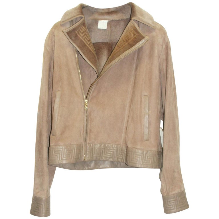 F/W 2002 RARE VINTAGE GIANNI VERSACE SHEARLING LEATHER BIKER JACKET for ...