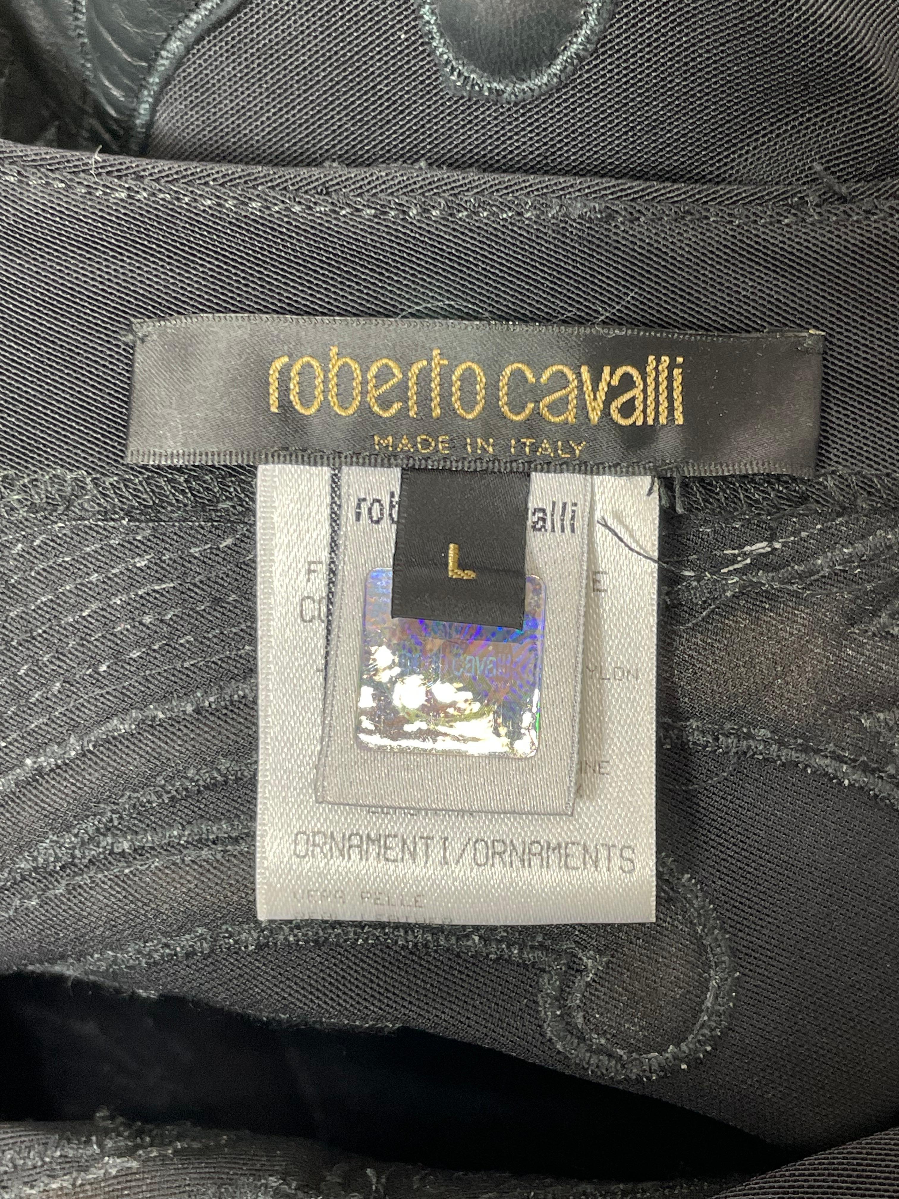 F/W 2002 Roberto Cavalli Runway Black Applique Sheer Column Maxi Dress ...