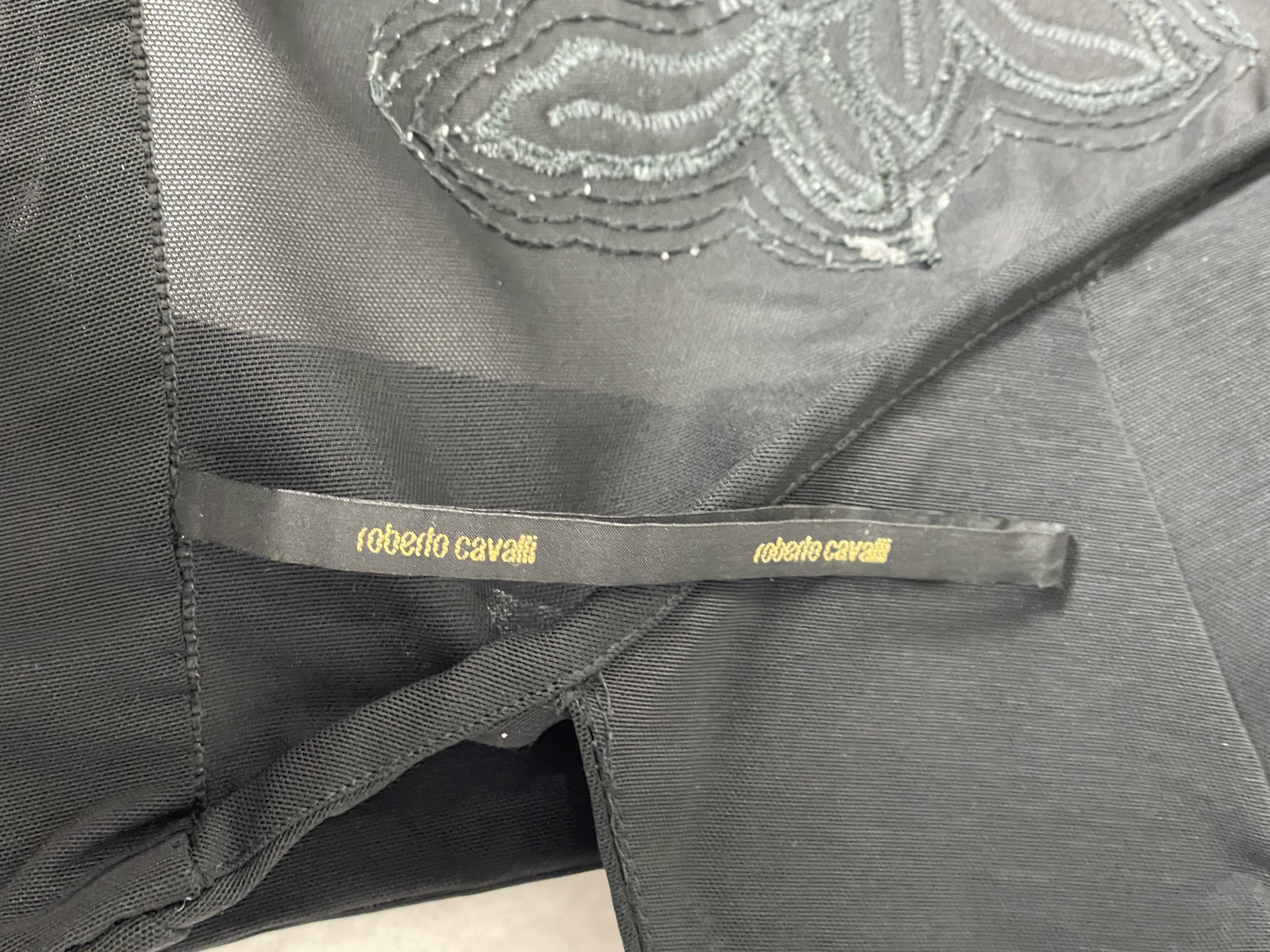 F/W 2002 Roberto Cavalli Runway Black Applique Sheer Column Maxi Dress ...