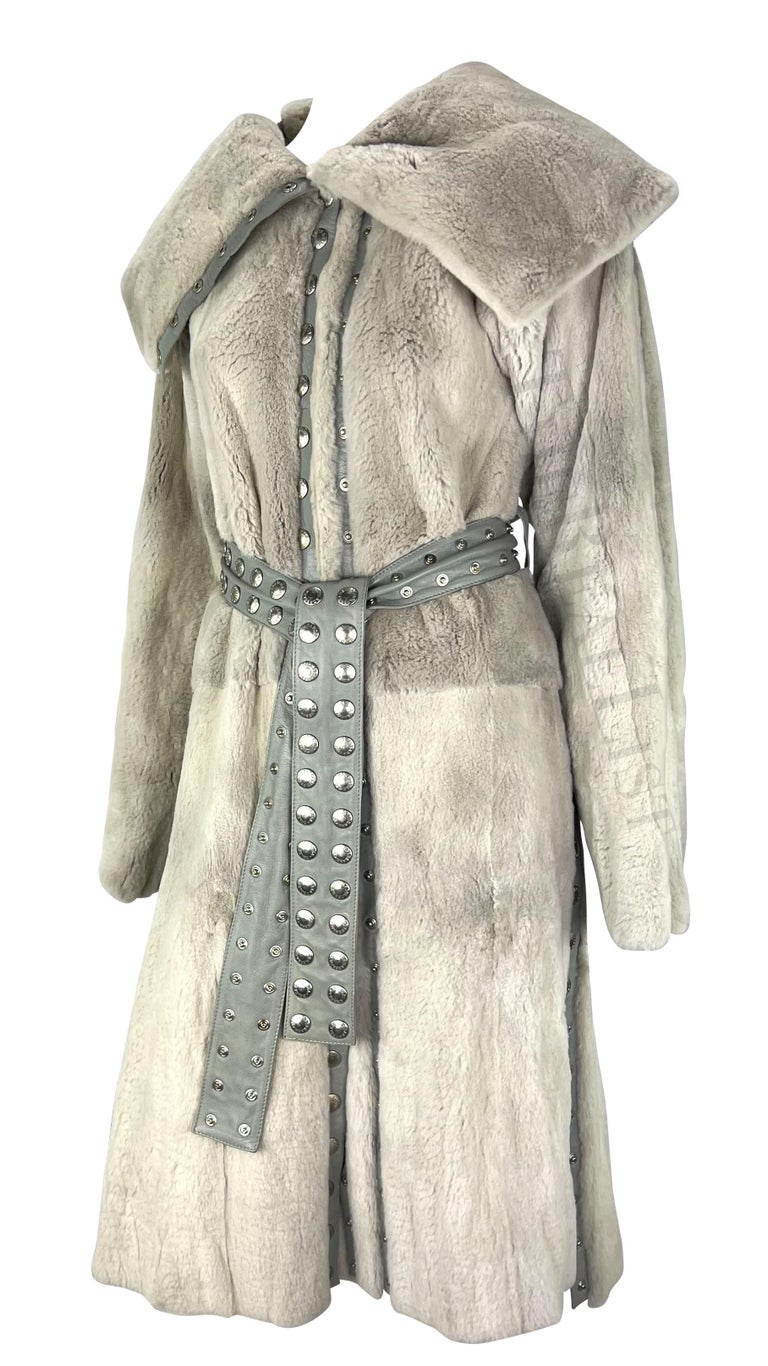 F/W 2003 Dolce and Gabbana Snap Adjustable Grey Orylag Fur Leather Coat ...