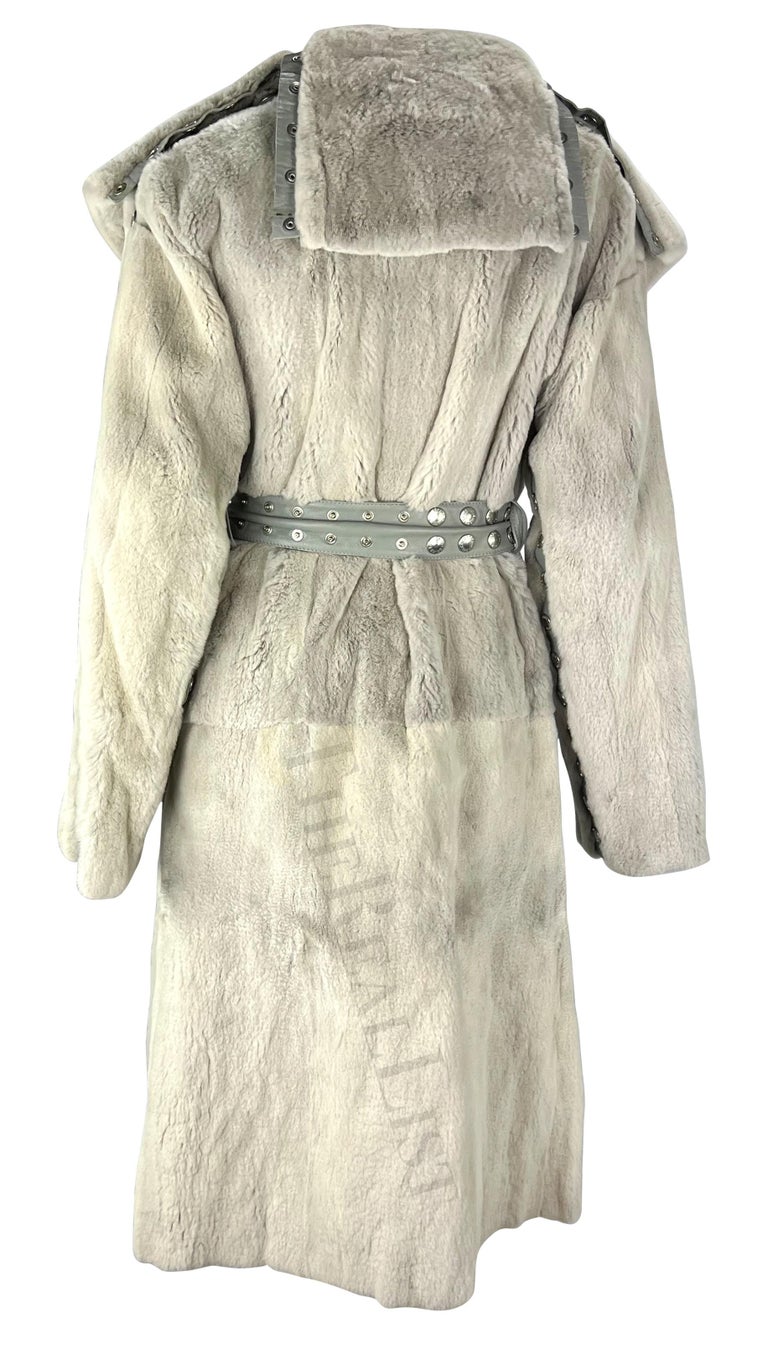 F/W 2003 Dolce and Gabbana Snap Adjustable Grey Orylag Fur Leather Coat ...