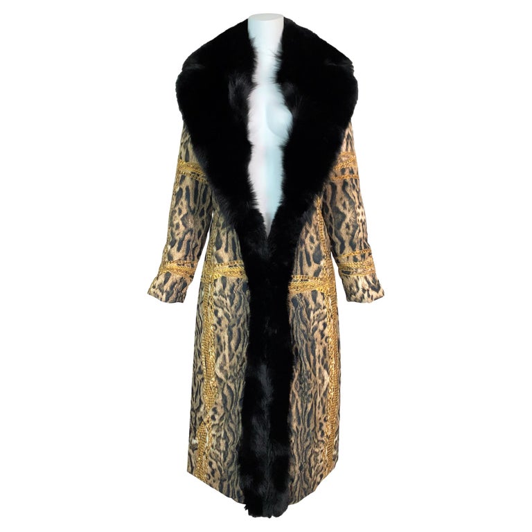 F/W 2003 Roberto Cavalli Unisex Leopard and Chains Print Silk ...