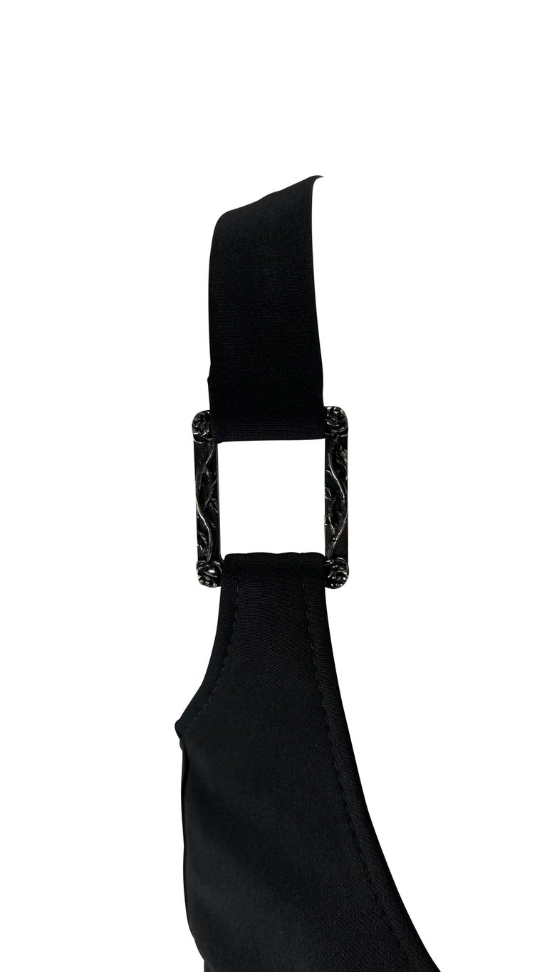 F/W 2003 Versace by Donatella Black Buckle Flare Slit Maxi Dress For ...