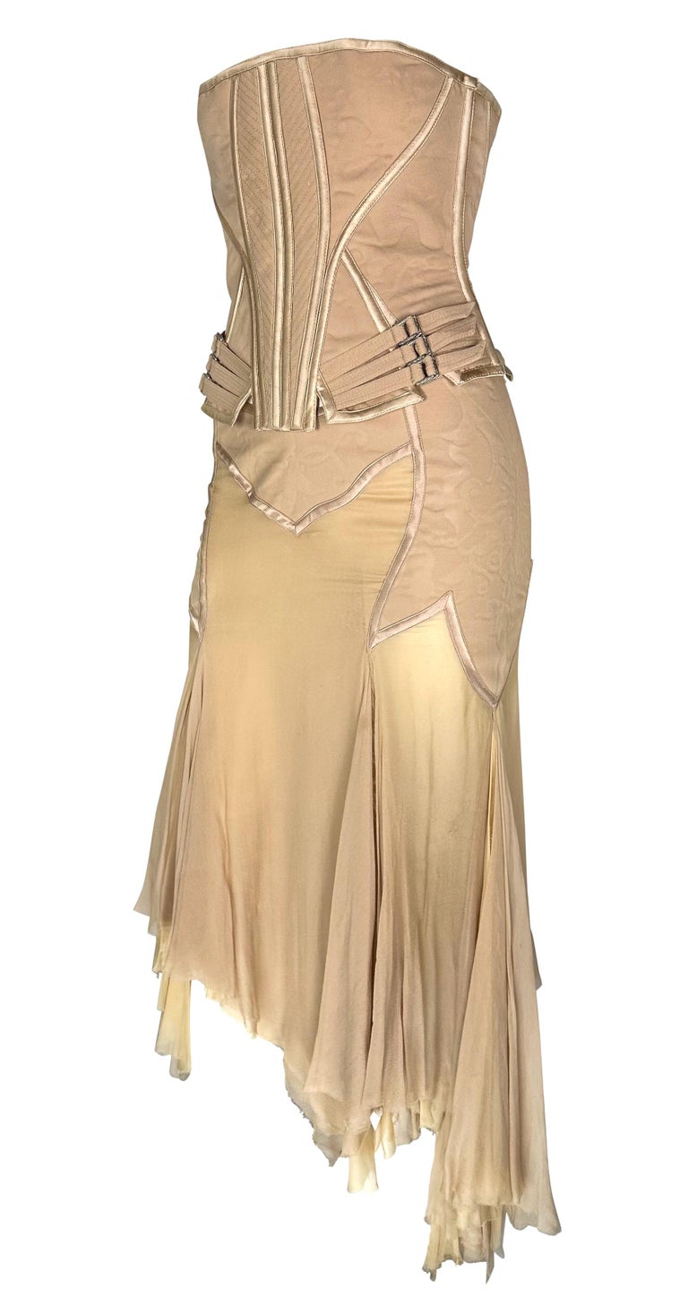 F/W 2003 Versace by Donatella Runway Bustier Corset Buckle Chiffon ...