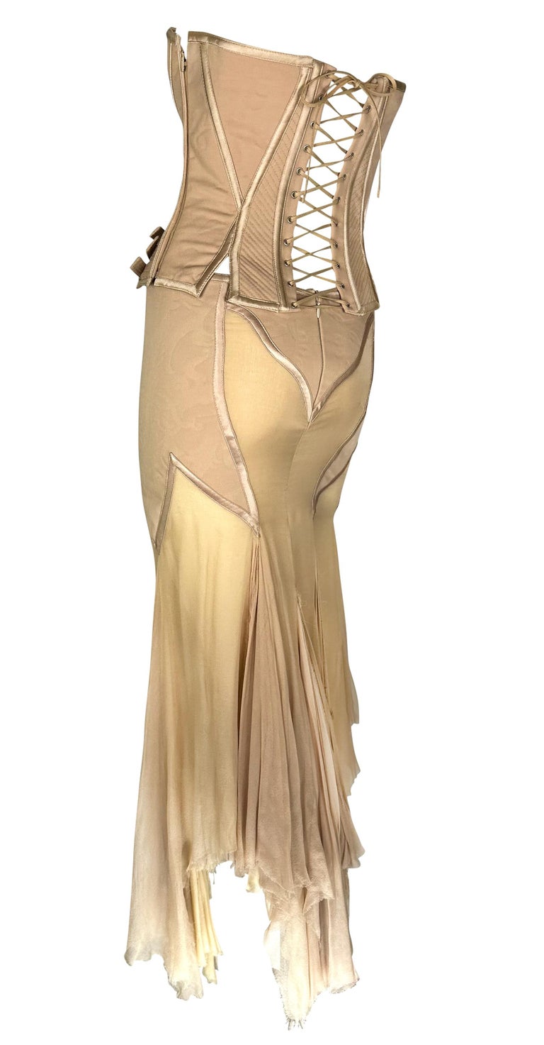 F/W 2003 Versace by Donatella Runway Bustier Corset Buckle Chiffon ...