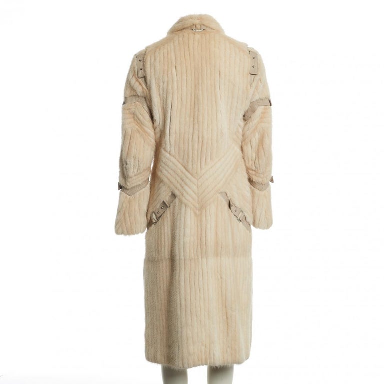 F/W 2003 Vintage VERSACE runway mink fur coat with leather detail at ...