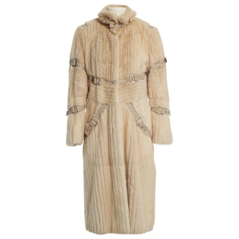 F/W 2003 Vintage VERSACE runway mink fur coat with leather detail at ...