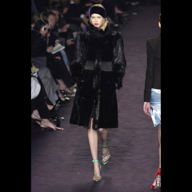 F/W 2003 Yves Saint Laurent by Tom Ford Grey Fur Full Length Runway ...