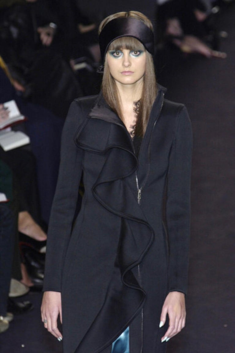 F/W 2003 Yves Saint Laurent by Tom Ford Runway Black Ruffle Jacket For ...