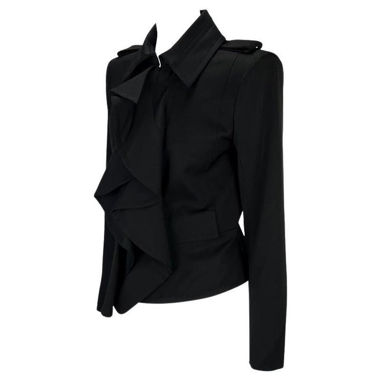 F/W 2003 Yves Saint Laurent by Tom Ford Runway Black Ruffle Jacket For ...