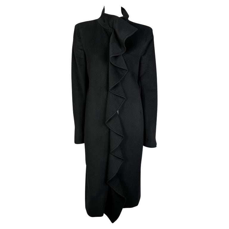 F/W 2003 Yves Saint Laurent by Tom Ford Runway Ruffle Overcoat Black ...