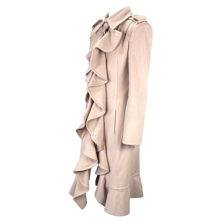 F/W 2003 Yves Saint Laurent by Tom Ford Runway Ruffle Overcoat Hot Pink ...