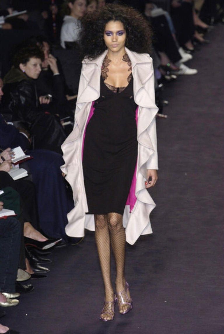 F/W 2003 Yves Saint Laurent by Tom Ford Runway Ruffle Overcoat Hot Pink ...