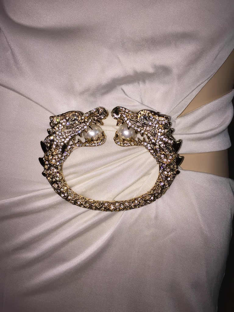 F/W 2004 Gucci by Tom Ford Runway White Cut-Out Dragon Gown Dress at ...