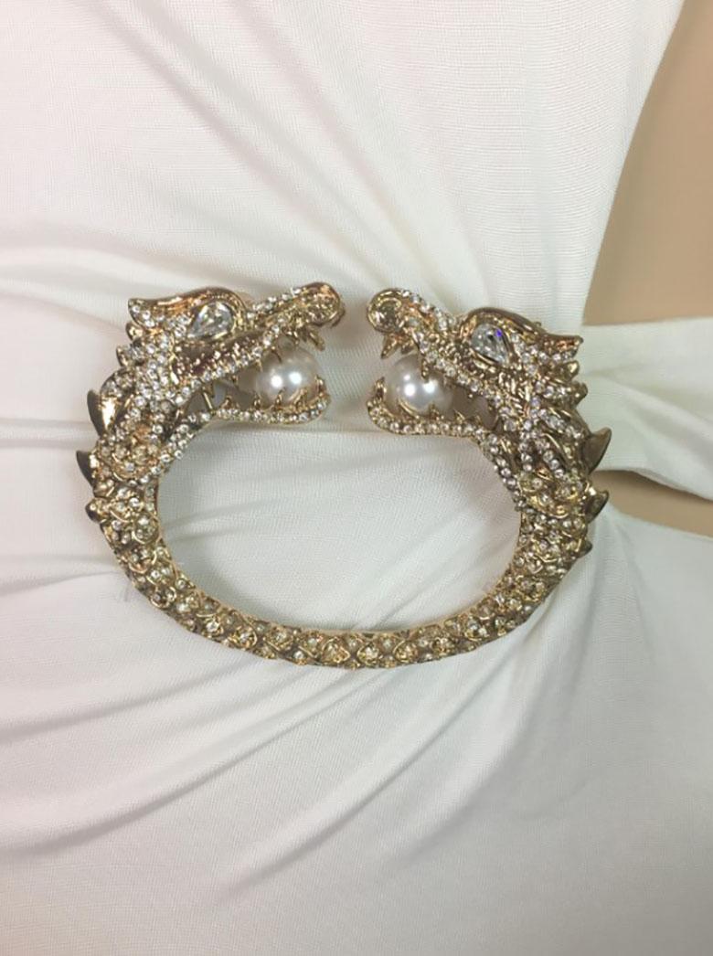 F/W 2004 L#42 GUCCI by TOM FORD WHITE CUT-OUT DRAGON GOWN DRESS Sz IT ...