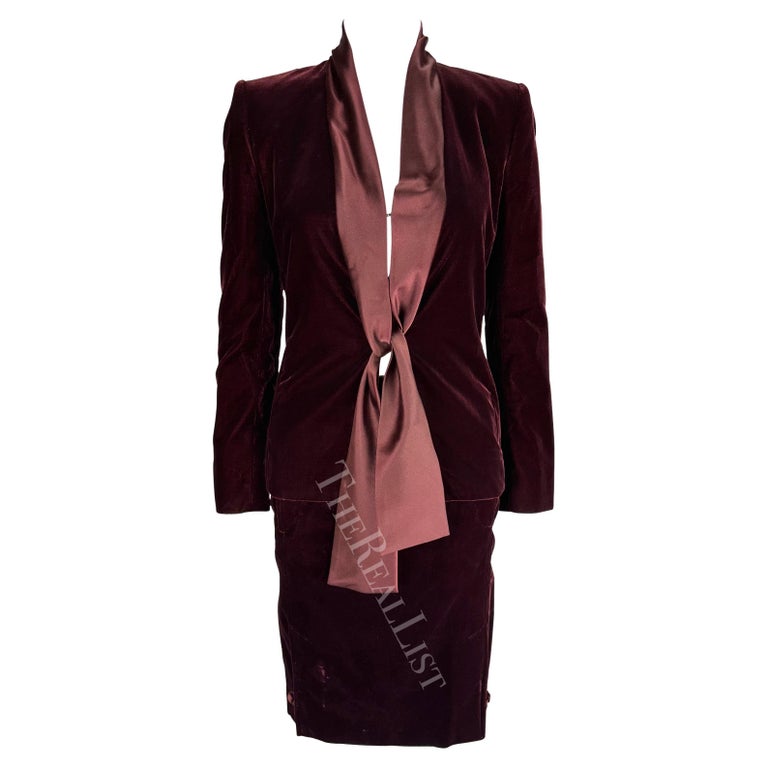 F/W 2004 Yves Saint Laurent by Tom Ford Deep Red Velvet Satin Sash ...