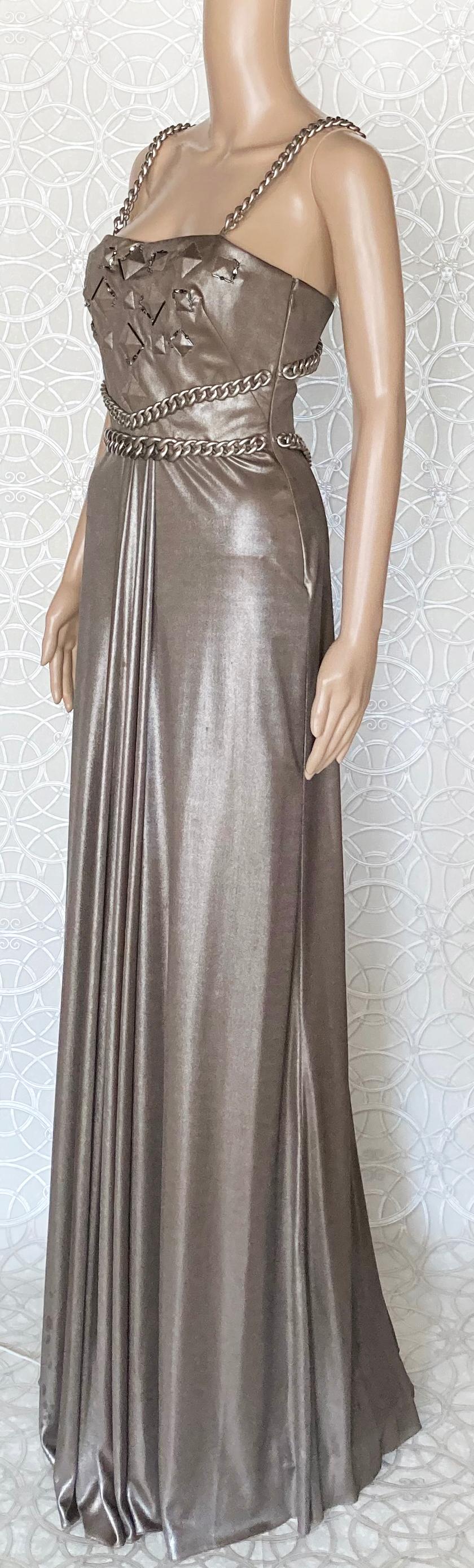F/W 2005 Look # 45 NEW VERSACE CHAIN EMBELLISHED LONG LAME DRESS 40 - 4 ...