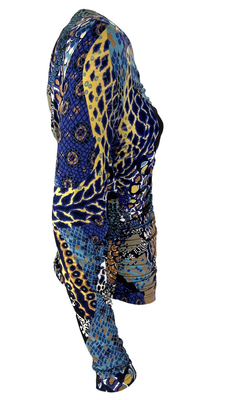 F/W 2005 Versace by Donatella Ruched Stretch Snake Print Long Sleeve ...