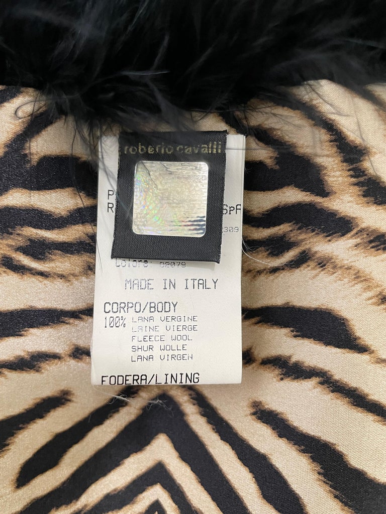 F/W 2006 Roberto Cavalli Black Feather Wide Long Boa Wrap Stole For ...