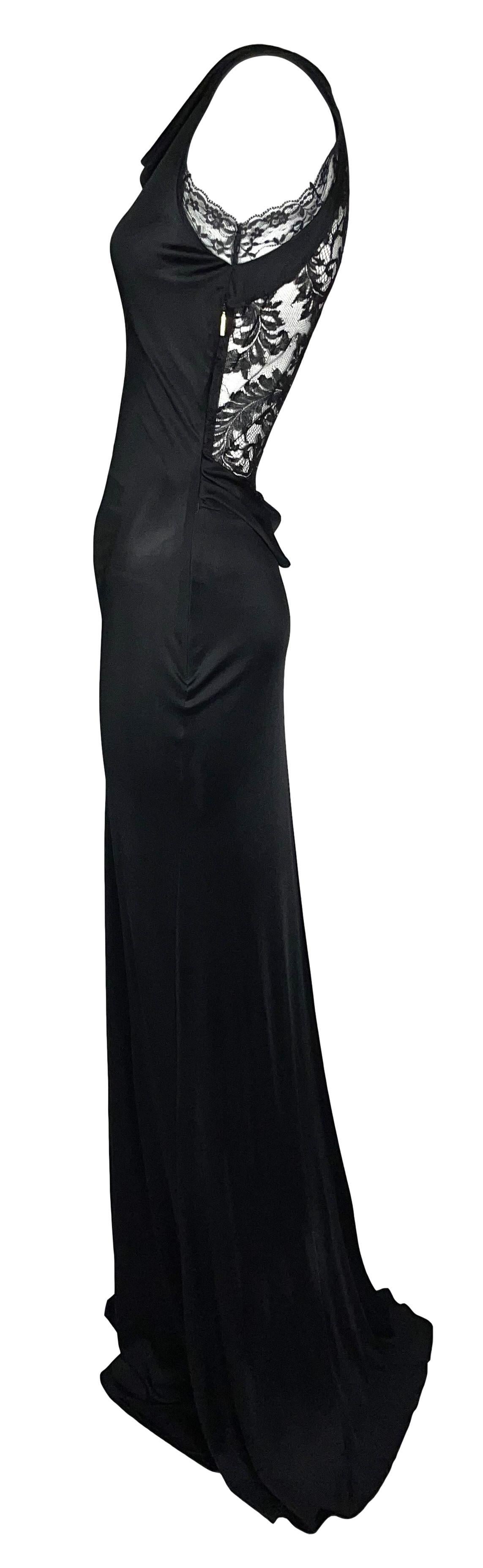 F/W 2006 Roberto Cavalli Slinky Black Sheer Lace Back Gown Maxi Dress ...