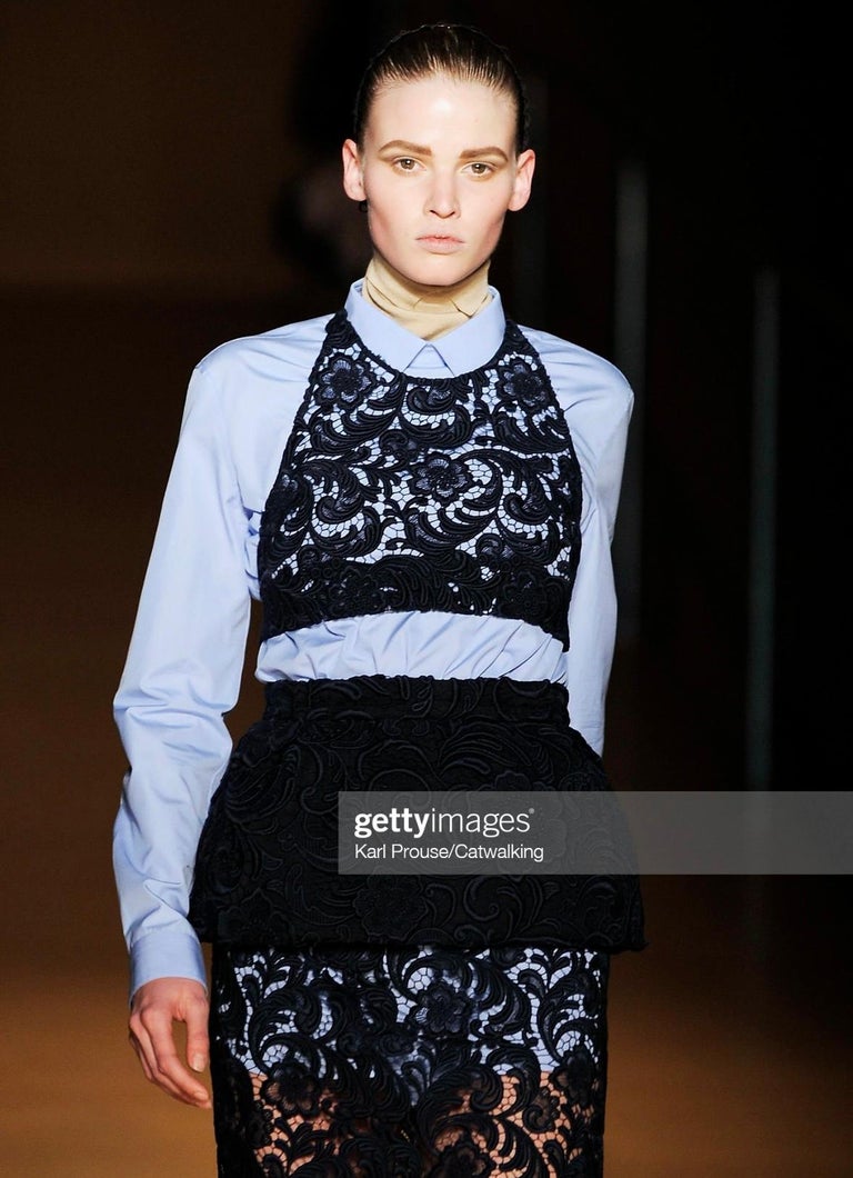 F/W 2008 Prada by Miuccia Prada Runway Ad Navy Sheer Lace Halter Crop ...
