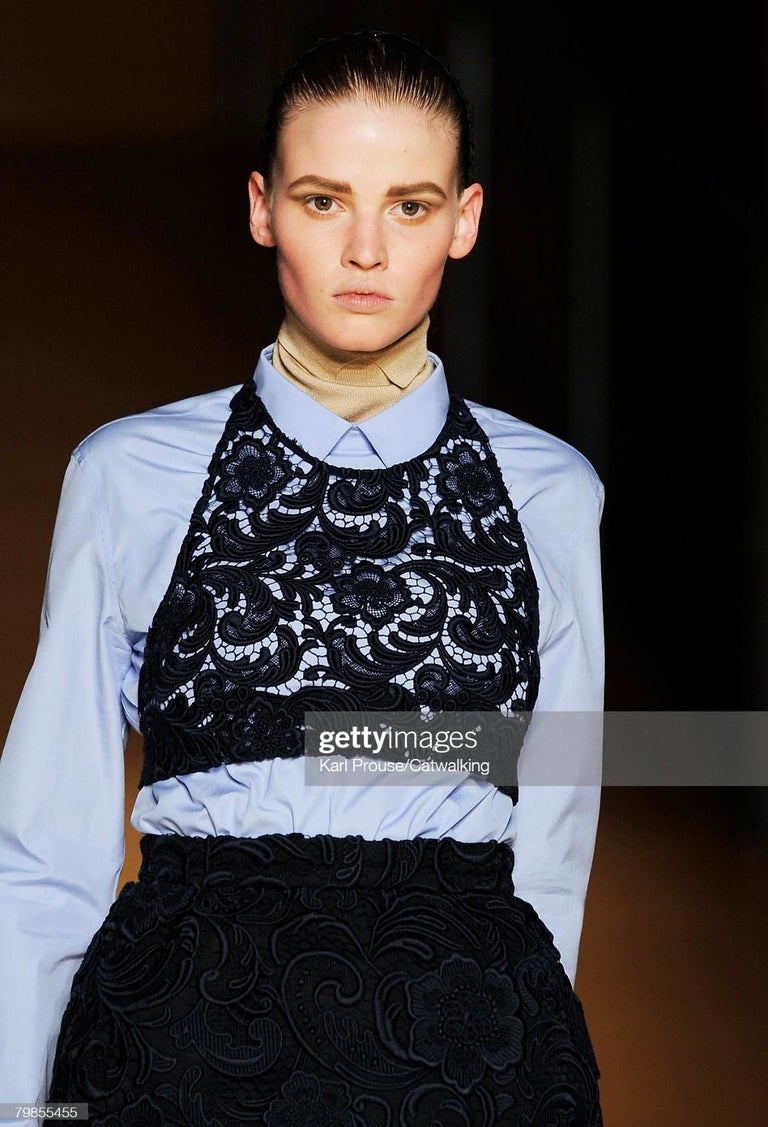 F/W 2008 Prada by Miuccia Prada Runway Ad Navy Sheer Lace Halter Crop ...