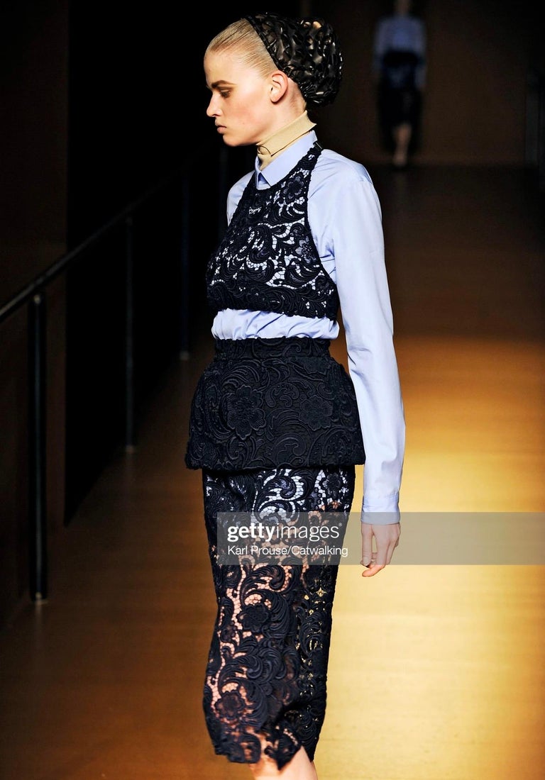 F/W 2008 Prada by Miuccia Prada Runway Ad Navy Sheer Lace Halter Crop ...