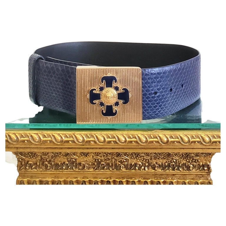 F/W 2011 Look #34 VERSACE RUNWAY NAVY BLUE PYTHON BELT with CROSS ...