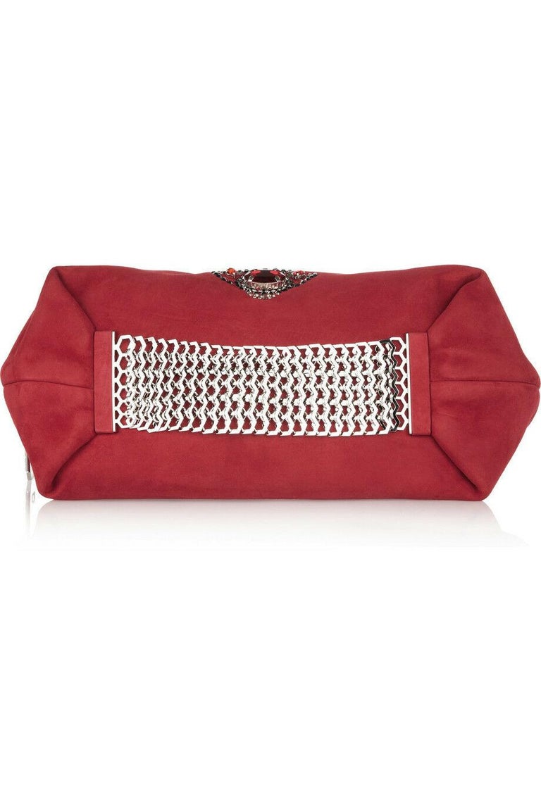 F/W 2012 look # 1 NEW VERSACE CRYSTAL EMBELLISHED RED SUEDE LEATHER ...