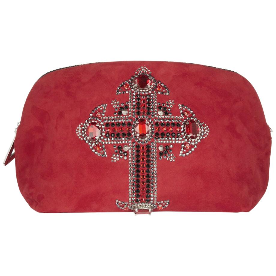 F/W 2012 look # 1 NEW VERSACE CRYSTAL EMBELLISHED RED SUEDE LEATHER ...